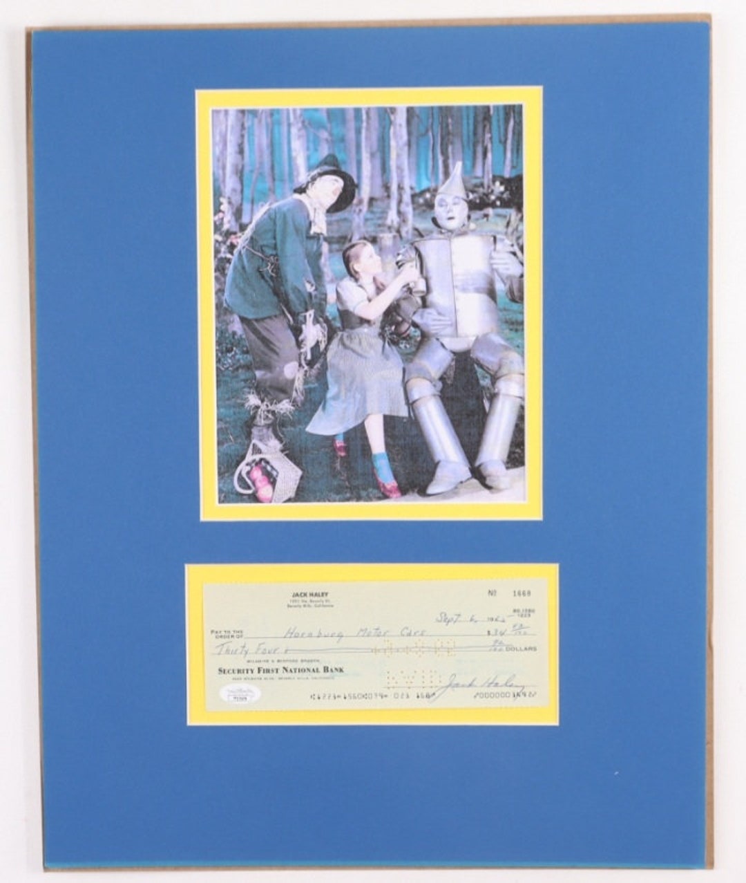 Jack Haley 16x20 Wizard of Oz Authentic Signed Frame Ready Check ...