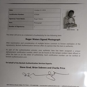 Roger Waters 8x10 Authentic Signed Photo W/ Beckett LOA Authentication ...