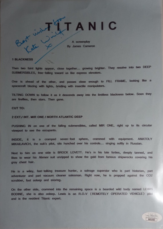 Kate Winslet Authentic Signed Titanic Movie Script Page 8 - Etsy