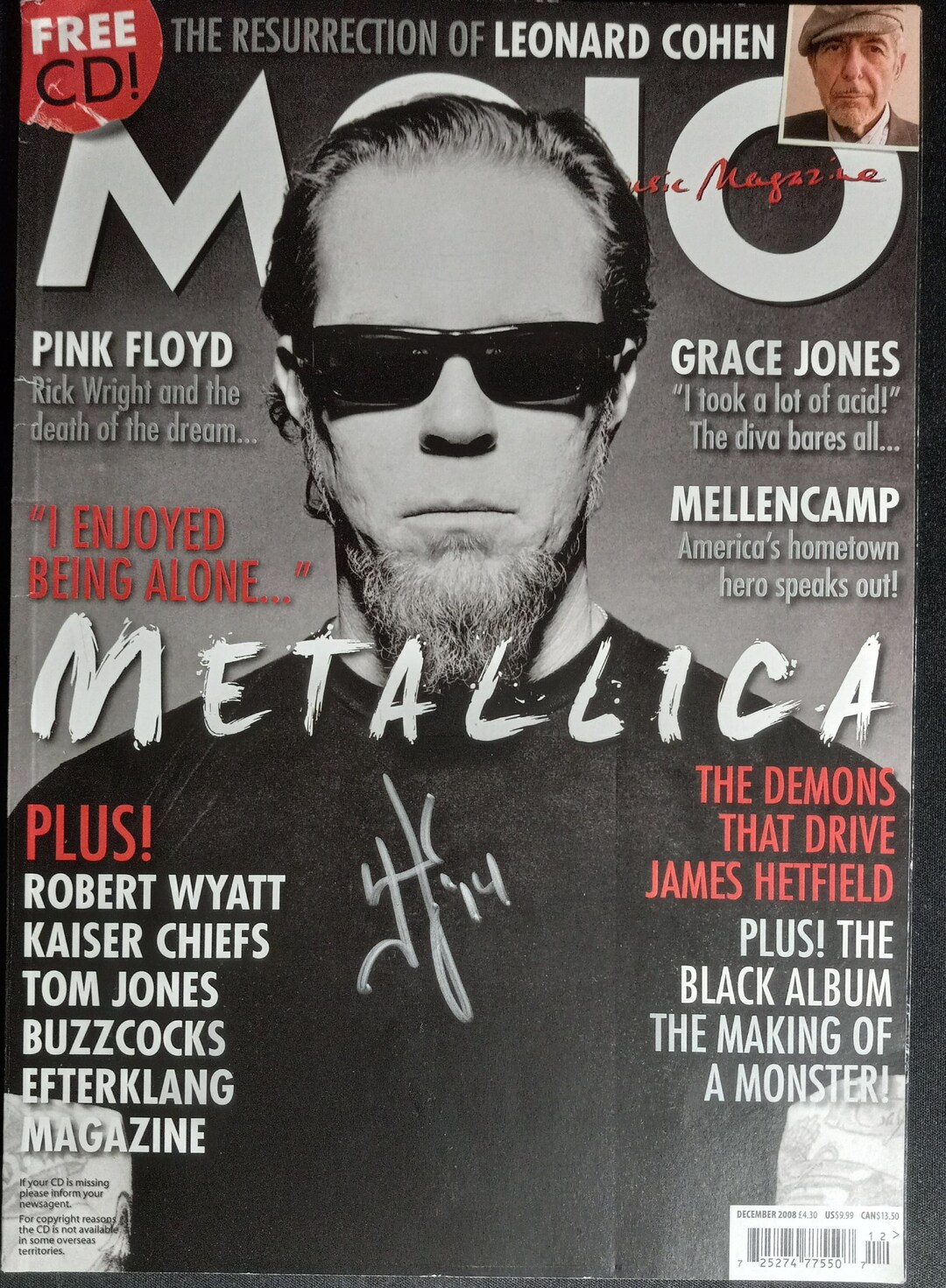 James Hetfield Authentic Signed MOJO Magazine - 12/2008 Issue - W ...