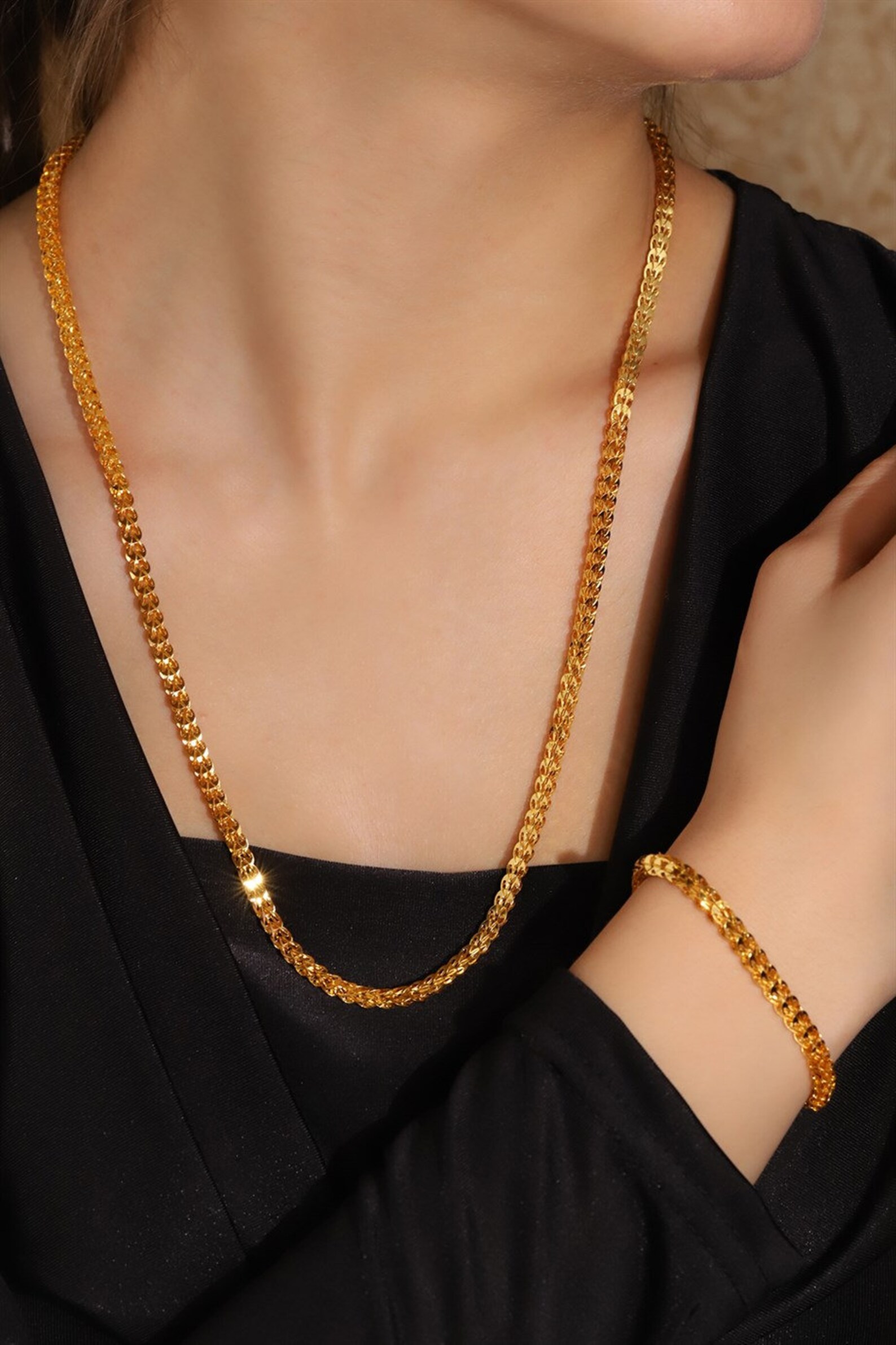 22K Solid Gold , Palm Chain , Foxtail Chain , Franco Wheat Choker ...