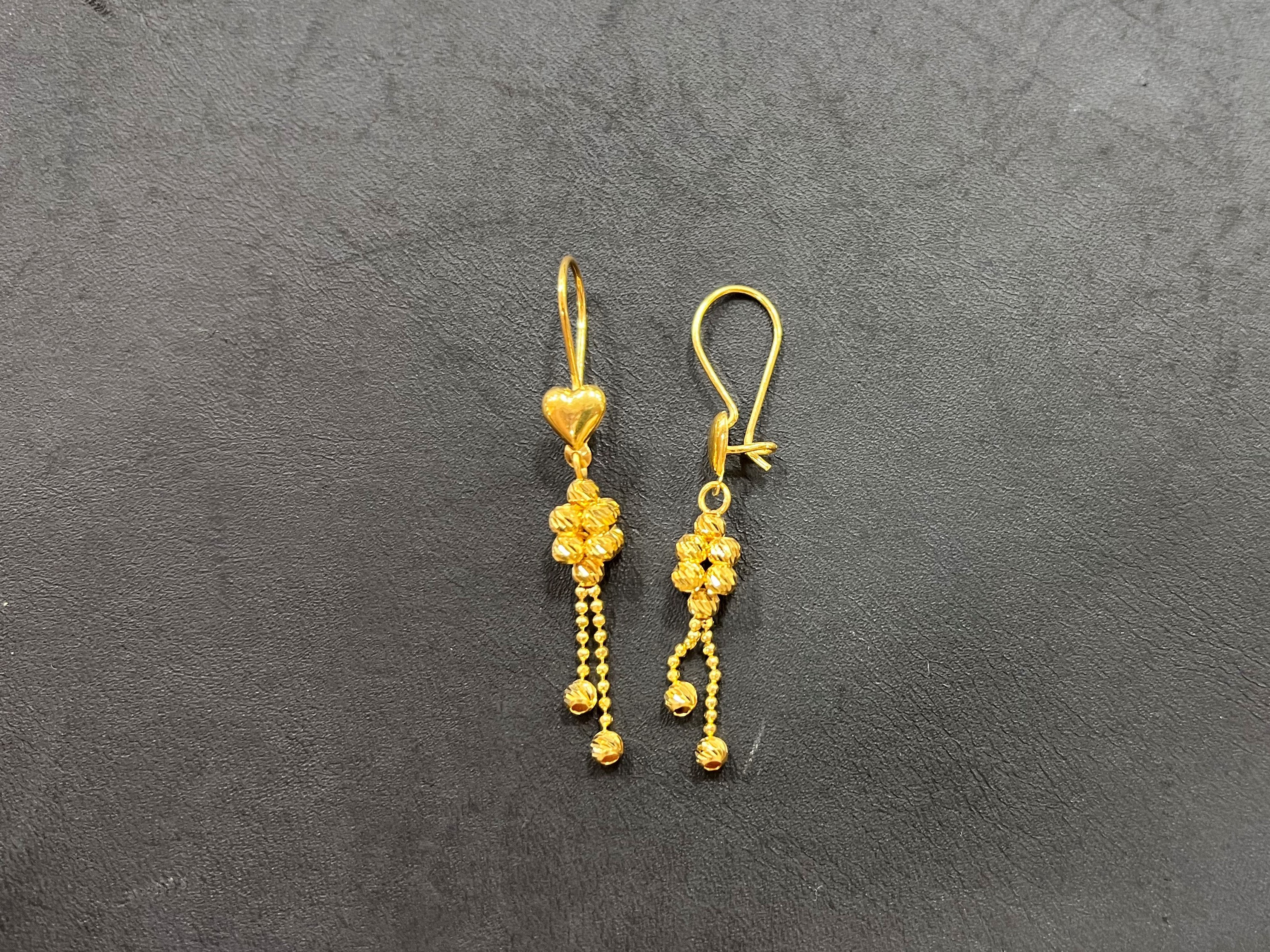 22K Solid Gold , Dorica Ball Italian Earrings , Ball Earrings , Dangle ...