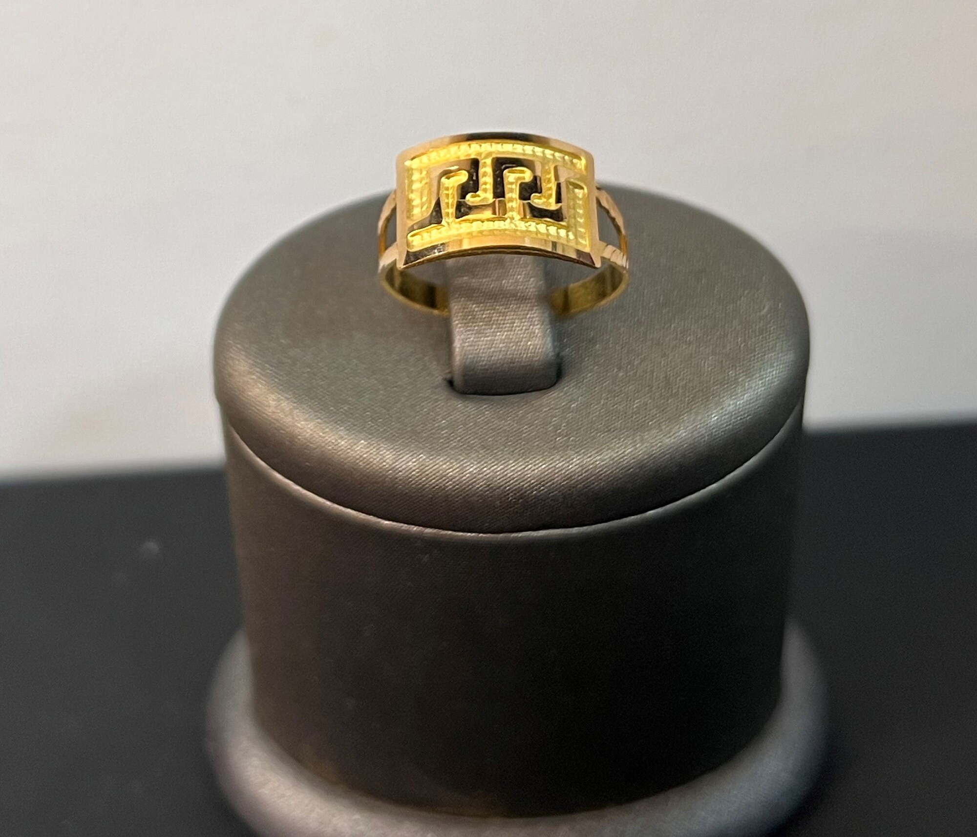 22K Solid Gold , Greek Key Ring Gold, Labyrinth Ring , Meander Jewelry ...