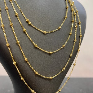 22K Solid Gold, Dorica Ball Chain , Dorica Beaded Chain , Italy Beaded ...