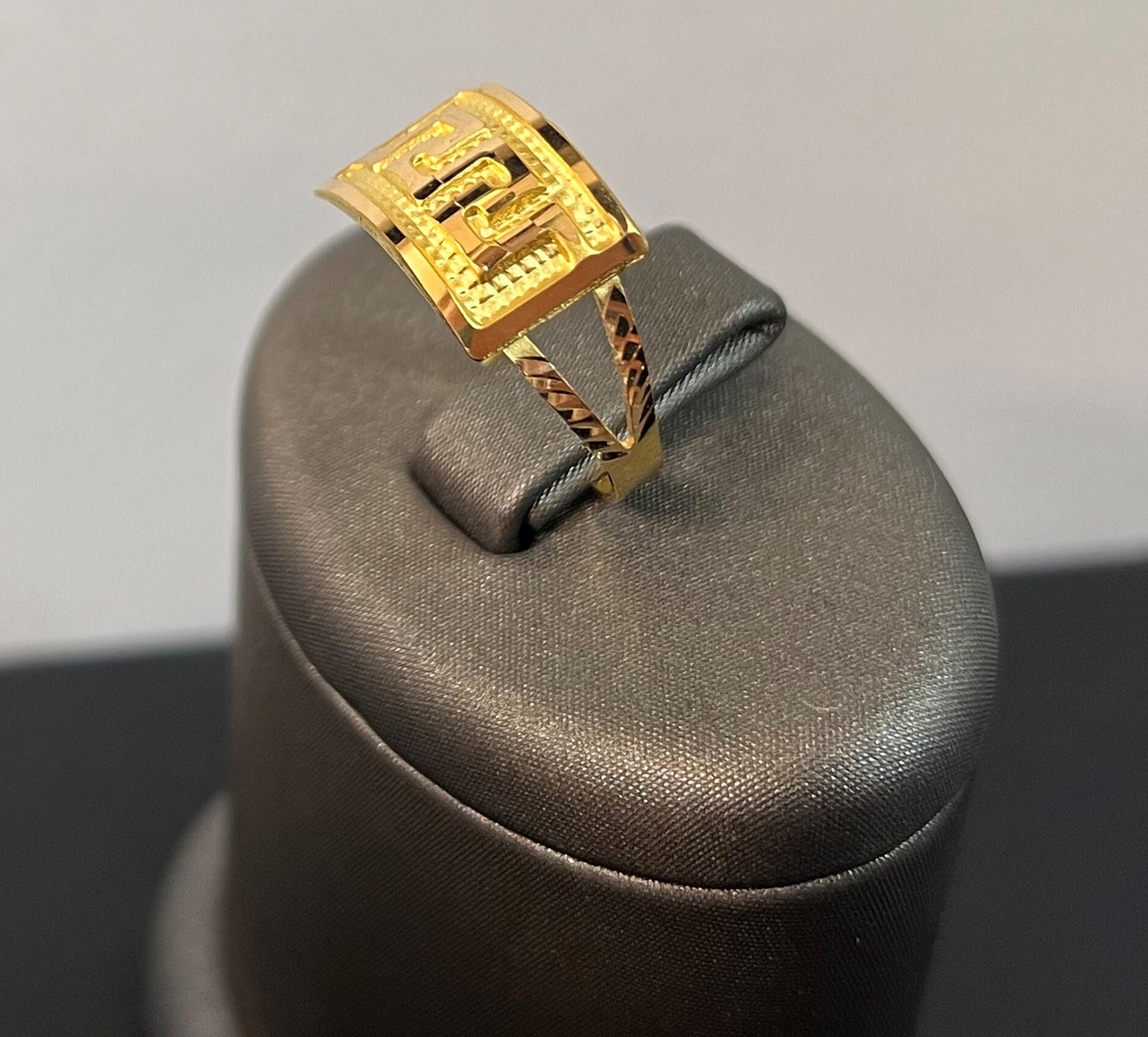 22K Solid Gold , Greek Key Ring Gold, Labyrinth Ring , Meander Jewelry ...