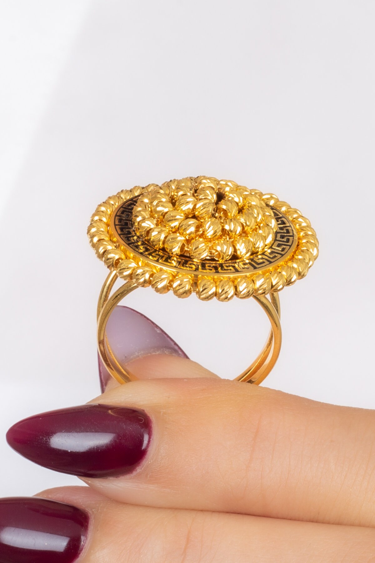 22K Solid Gold, Greek Key Ring, Medusa Ring, Dorica Ball Ring, Greek ...