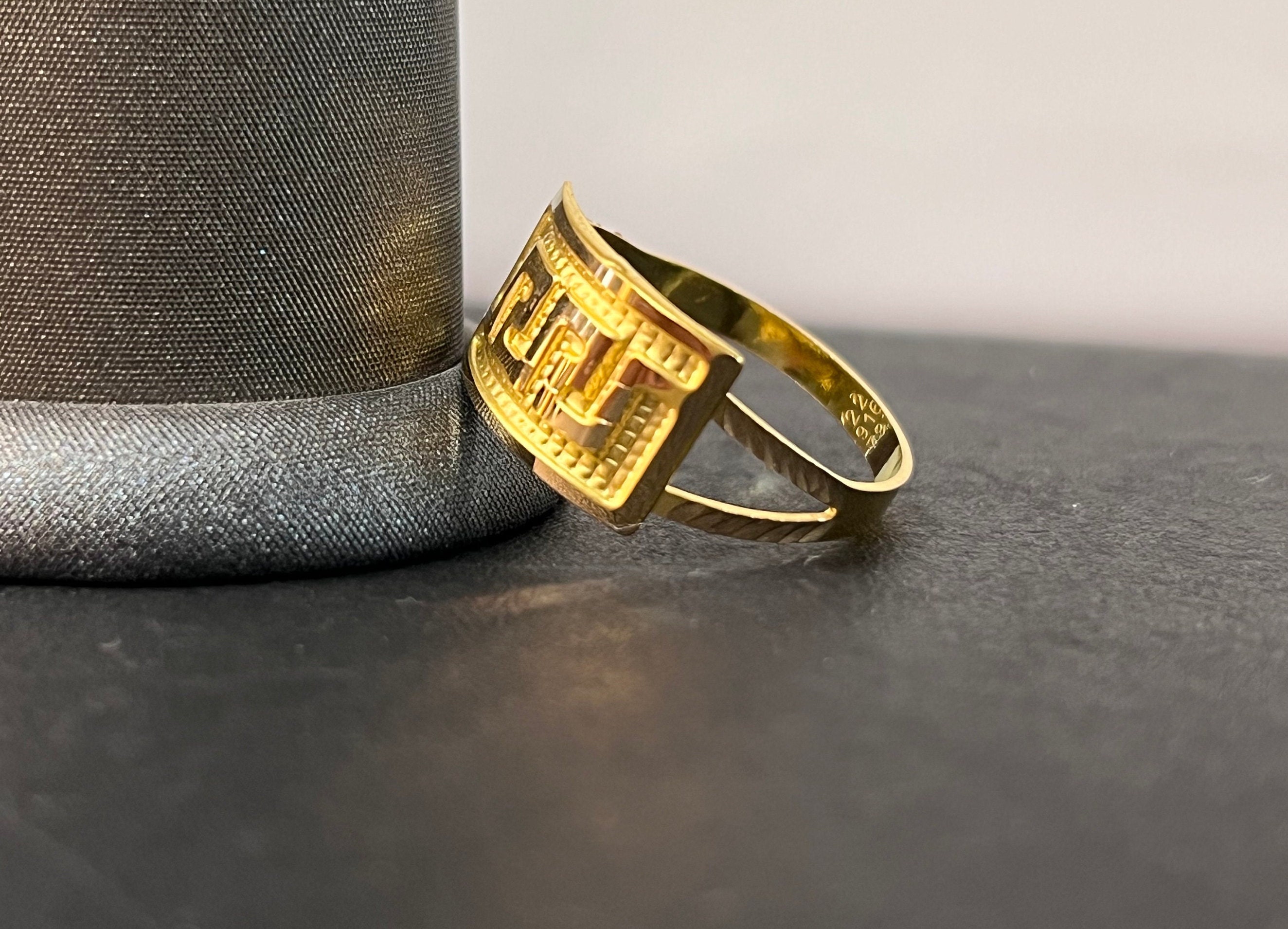 22K Solid Gold , Greek Key Ring Gold, Labyrinth Ring , Meander Jewelry ...