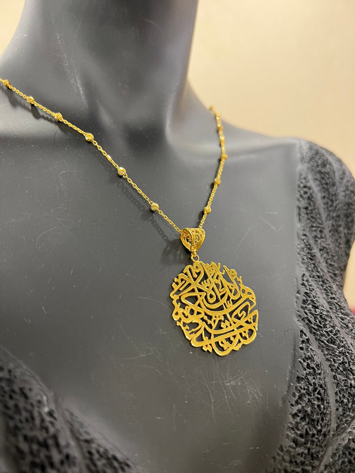 22K Solid Gold , Kalima-i Tawhid Necklace , Muslim Jewelry , Protective ...