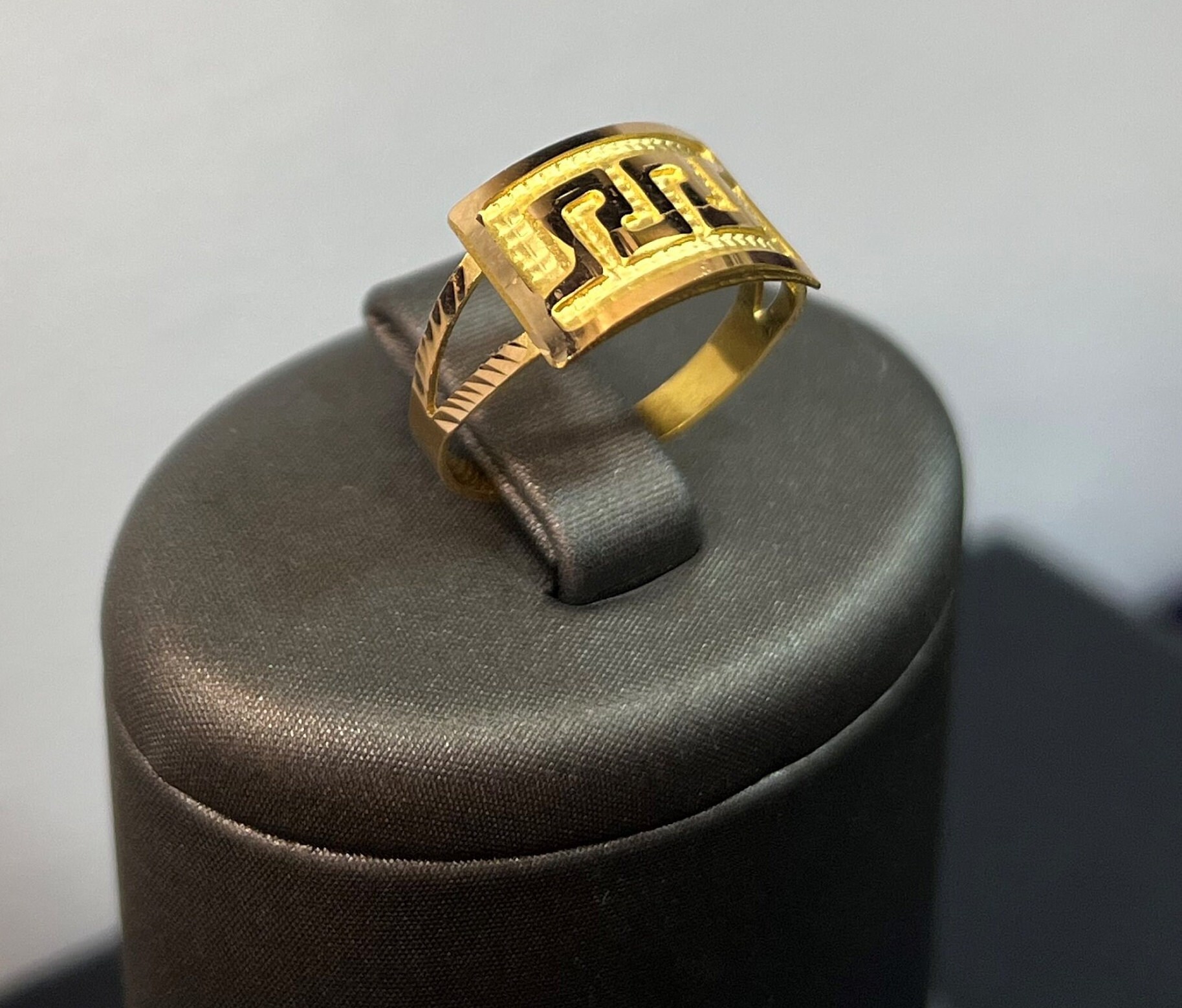 22K Solid Gold , Greek Key Ring Gold, Labyrinth Ring , Meander Jewelry ...