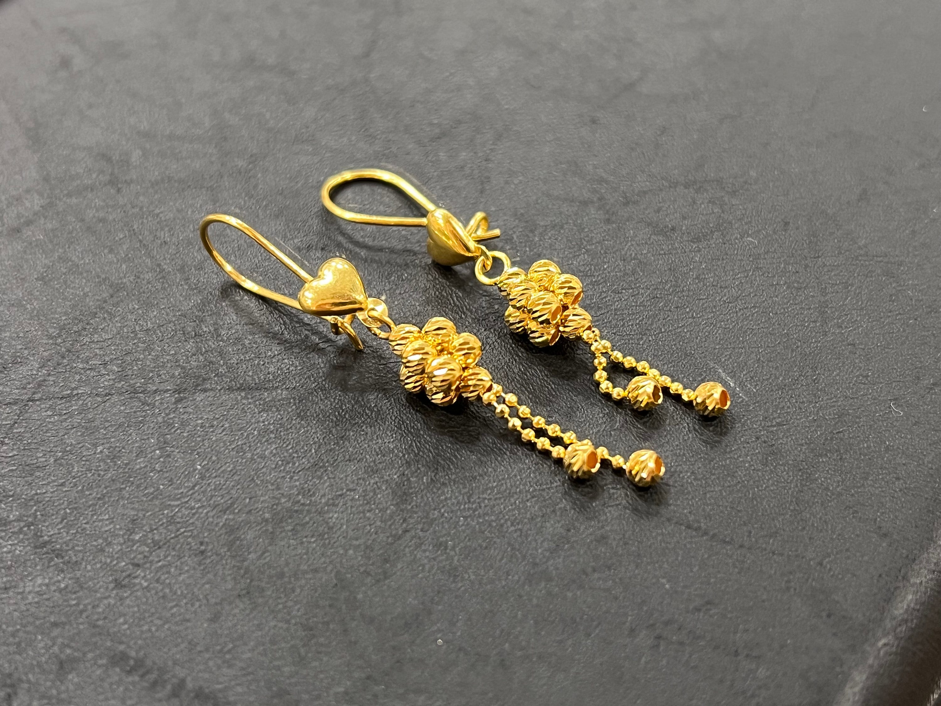 22K Solid Gold , Dorica Ball Italian Earrings , Ball Earrings , Dangle ...