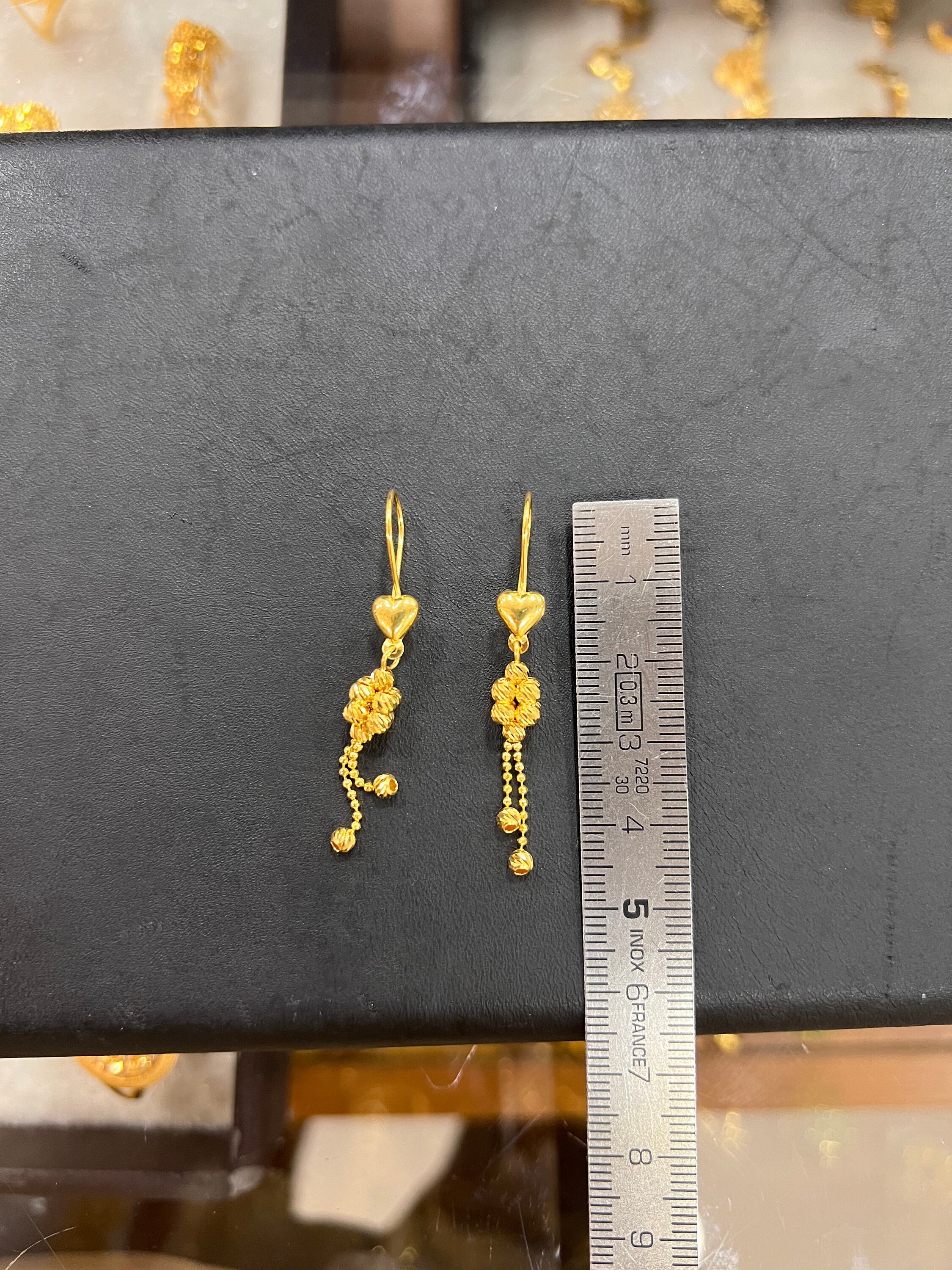 22K Solid Gold , Dorica Ball Italian Earrings , Ball Earrings , Dangle ...