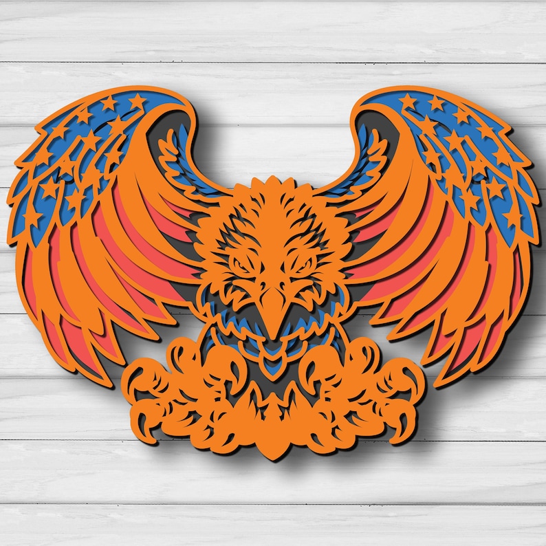 Patriotic Eagle Multilayer SVG, Laser Cut File, Paper Cut, CNC, 3D ...