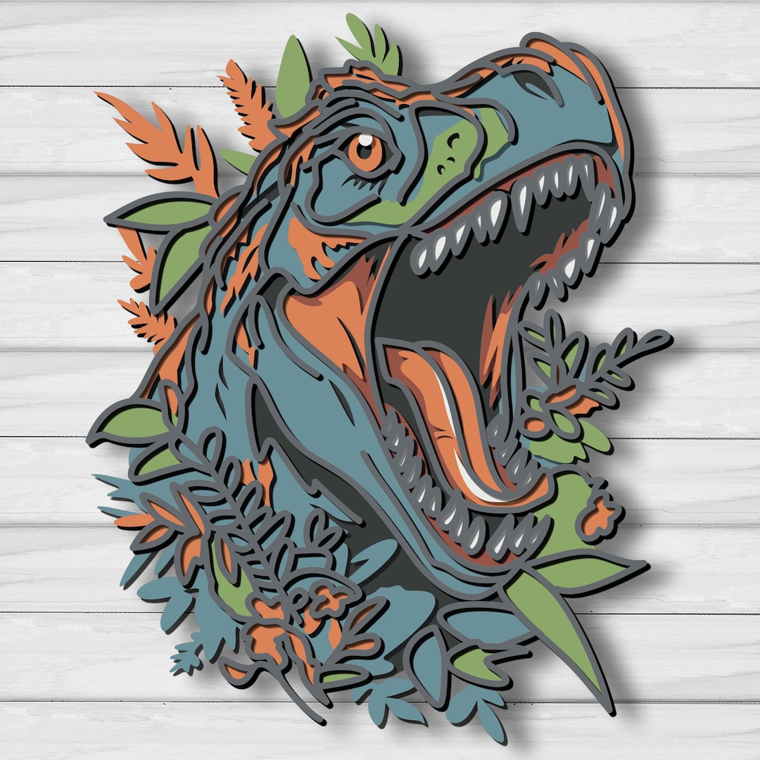 T-rex Dinosaur Multilayer SVG, Laser Cut File, Paper Cut, CNC, 3D ...