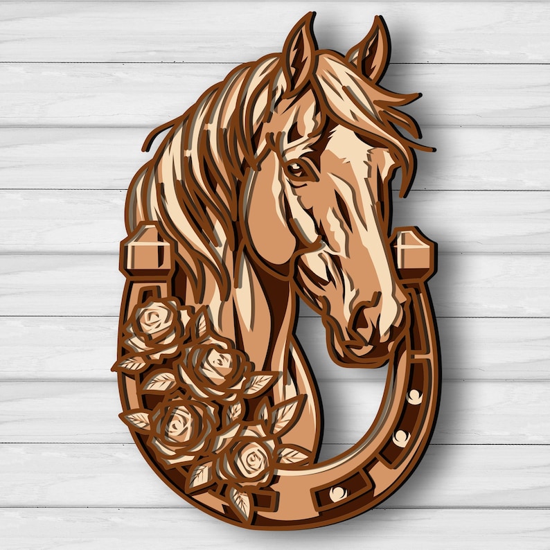 Horse Horseshoe Multilayer SVG, Laser Cut File, Paper Cut, CNC, 3D ...