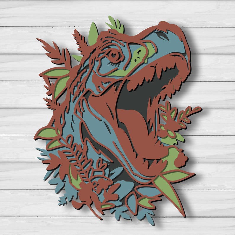 T-rex Dinosaur Multilayer SVG, Laser Cut File, Paper Cut, CNC, 3D ...