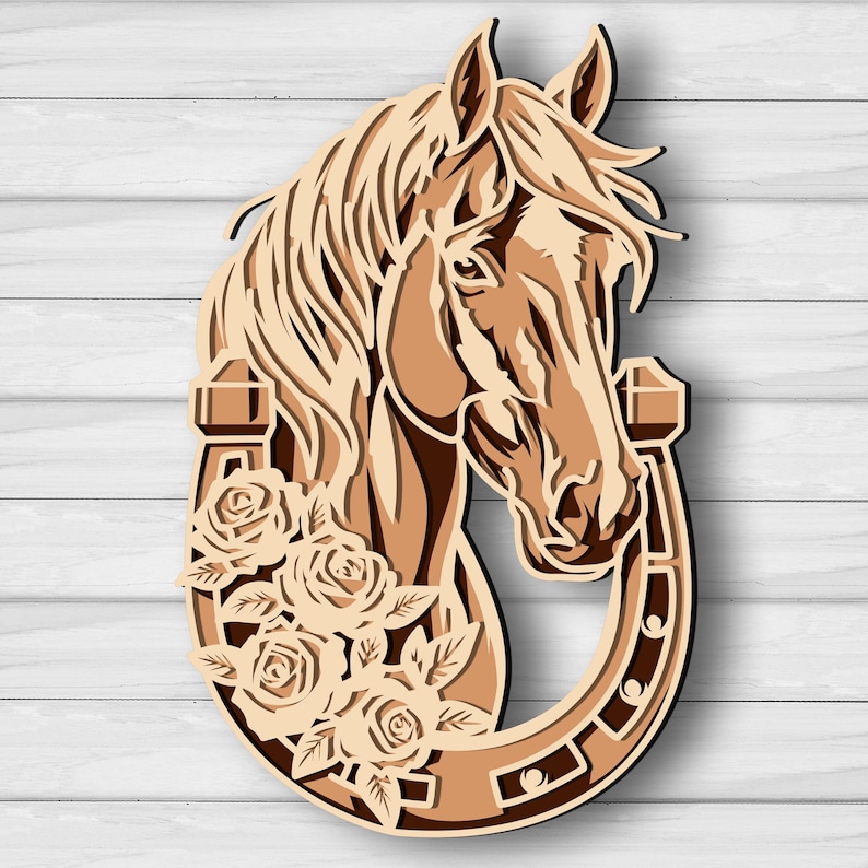 Horse Horseshoe Multilayer SVG, Laser Cut File, Paper Cut, CNC, 3D ...