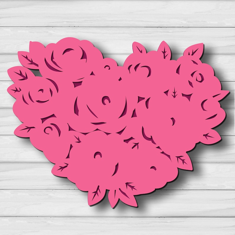 Rose Heart Multilayer SVG, Laser Cut File, Paper Cut, CNC, 3D Mandala ...