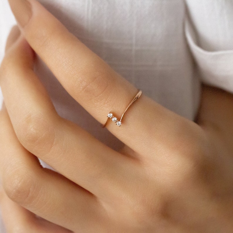 3 Diamonds Ring Promise Rings for Her Three Stone Engagement - Etsy