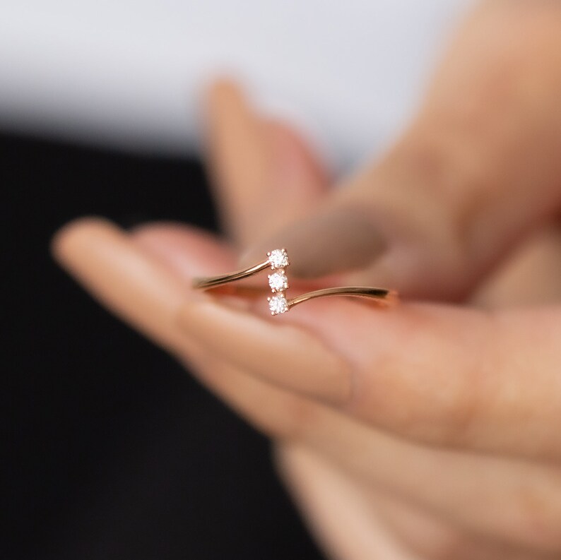 3 Diamonds Ring Promise Rings for Her Three Stone Engagement - Etsy