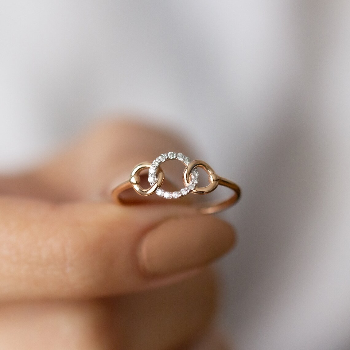 Diamond Circle Ring, 14k Gold Circle, Diamond Rose Gold Circle Ring ...
