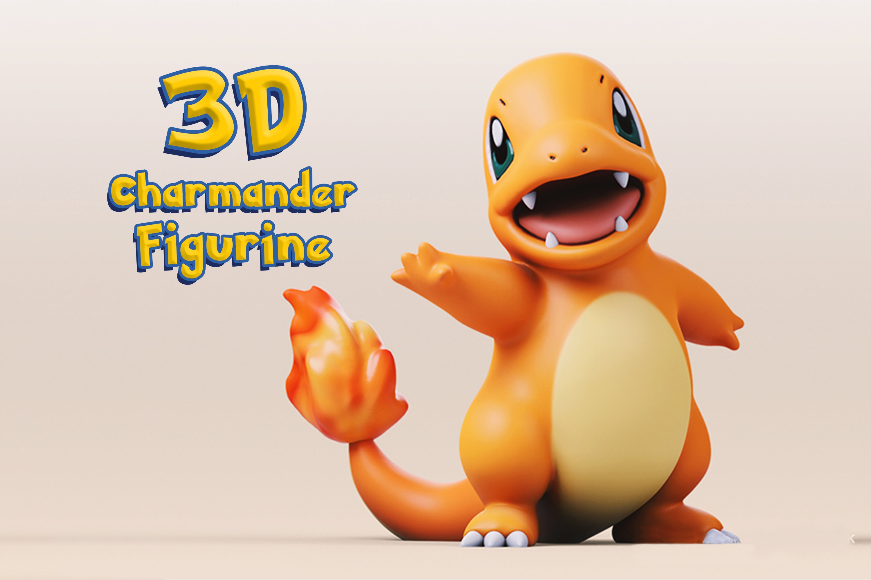 3D Charmander Figurine 3D Charmander 3D Figurine Custom 3D Printing ...