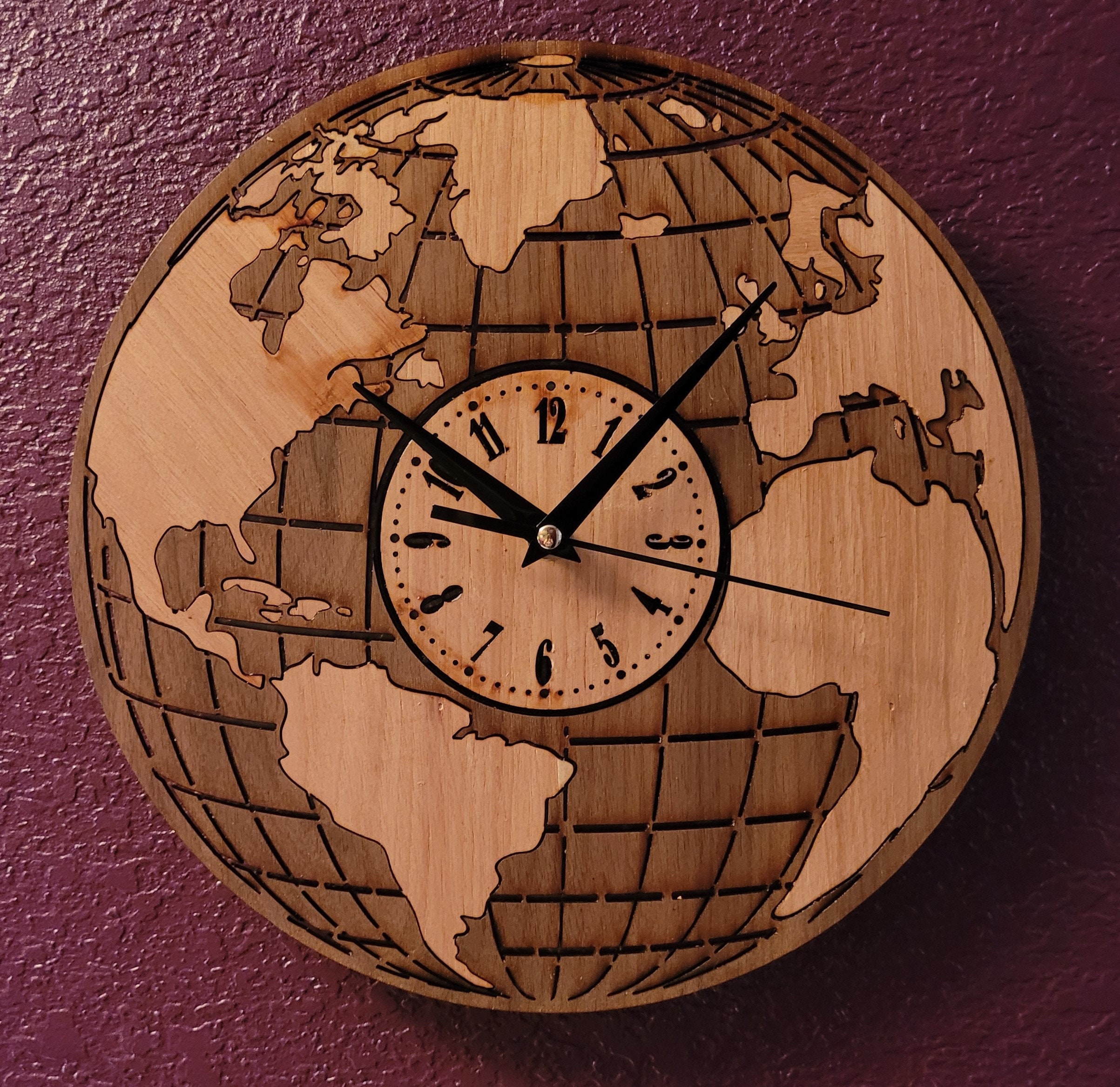Wood World Clock - Etsy