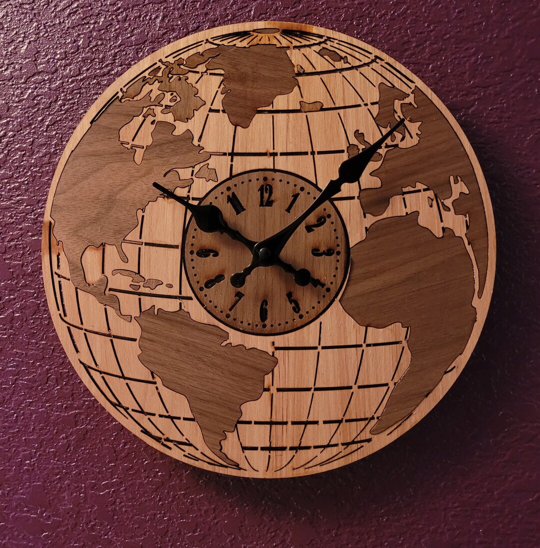 Wood World Clock - Etsy