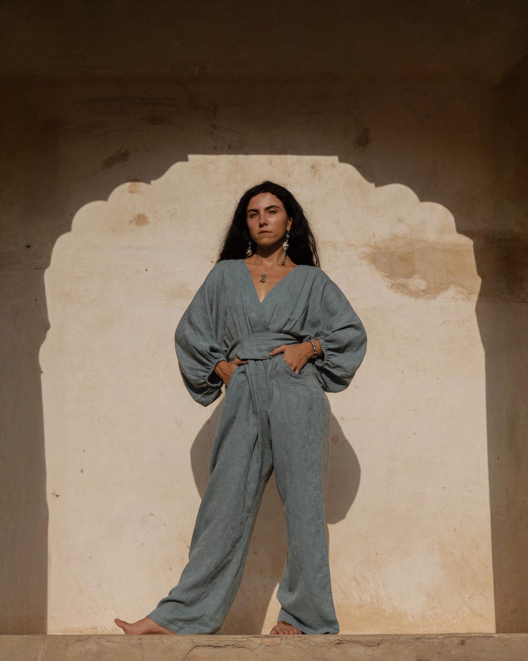 The Nila Jumpsuit | Indigo Jacquard Fabric by Thaamsz - Etsy