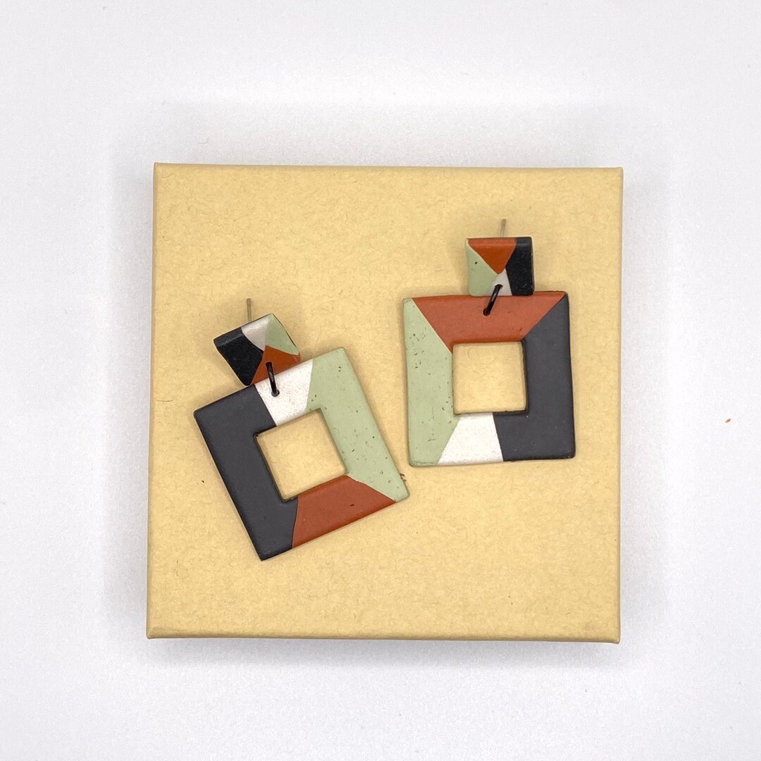 Square Fall Color Block Earrings - Etsy