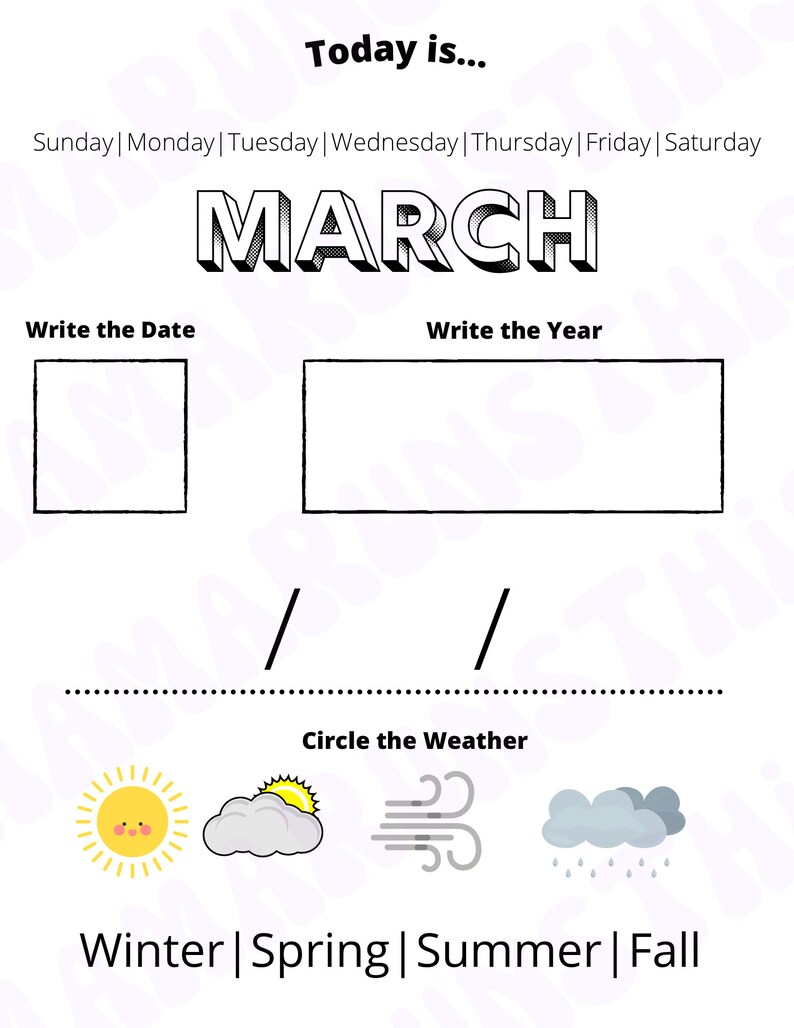 Early Childhood Learning Calendar for Practicing Seasons Days of the ...