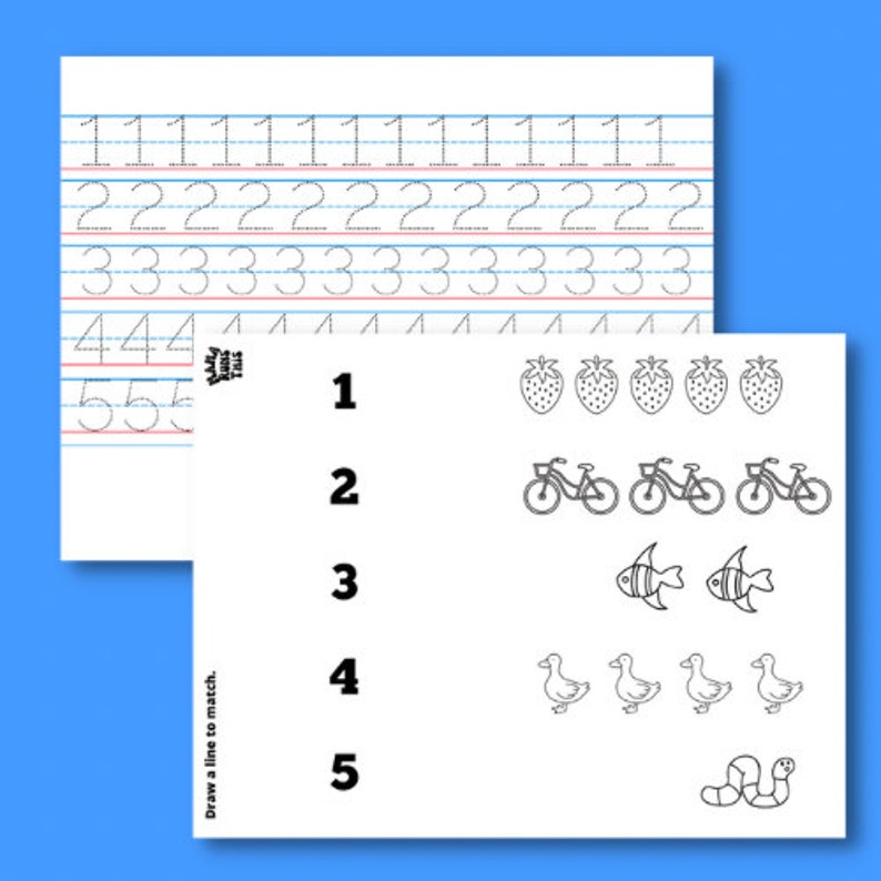 Number Practice 1-5 Coloring Pages Worksheet Matching Game - Etsy