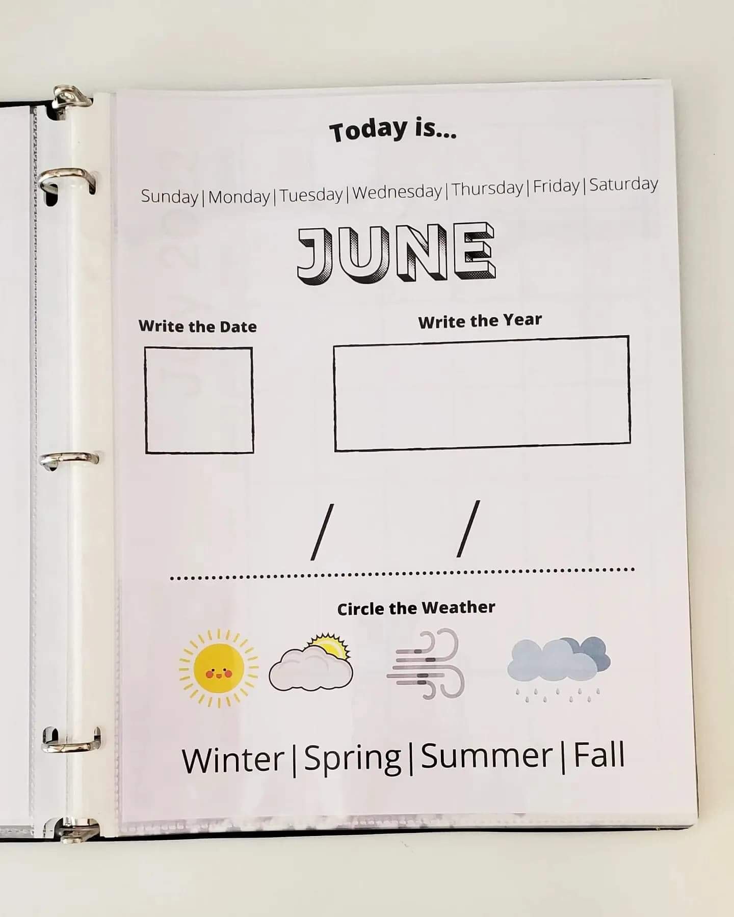 Early Childhood Learning Calendar for Practicing Seasons Days of the ...