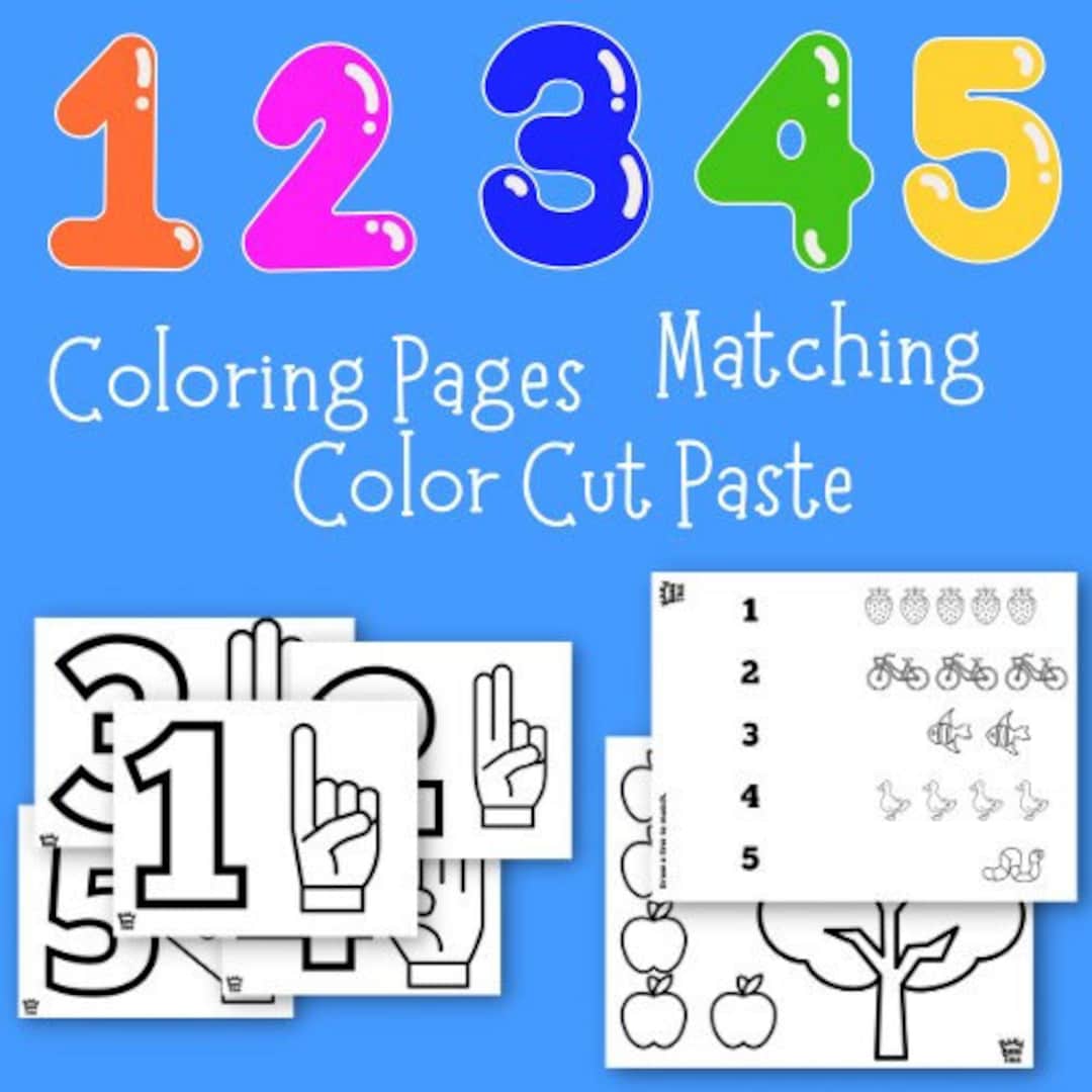 Number Practice 1-5 Coloring Pages Worksheet Matching Game - Etsy