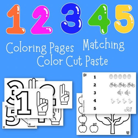 Number Practice 1-5 Coloring Pages Worksheet Matching Game | Etsy