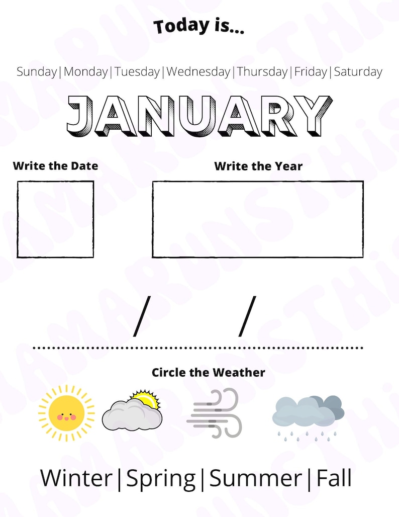Early Childhood Learning Calendar for Practicing Seasons Days of the ...