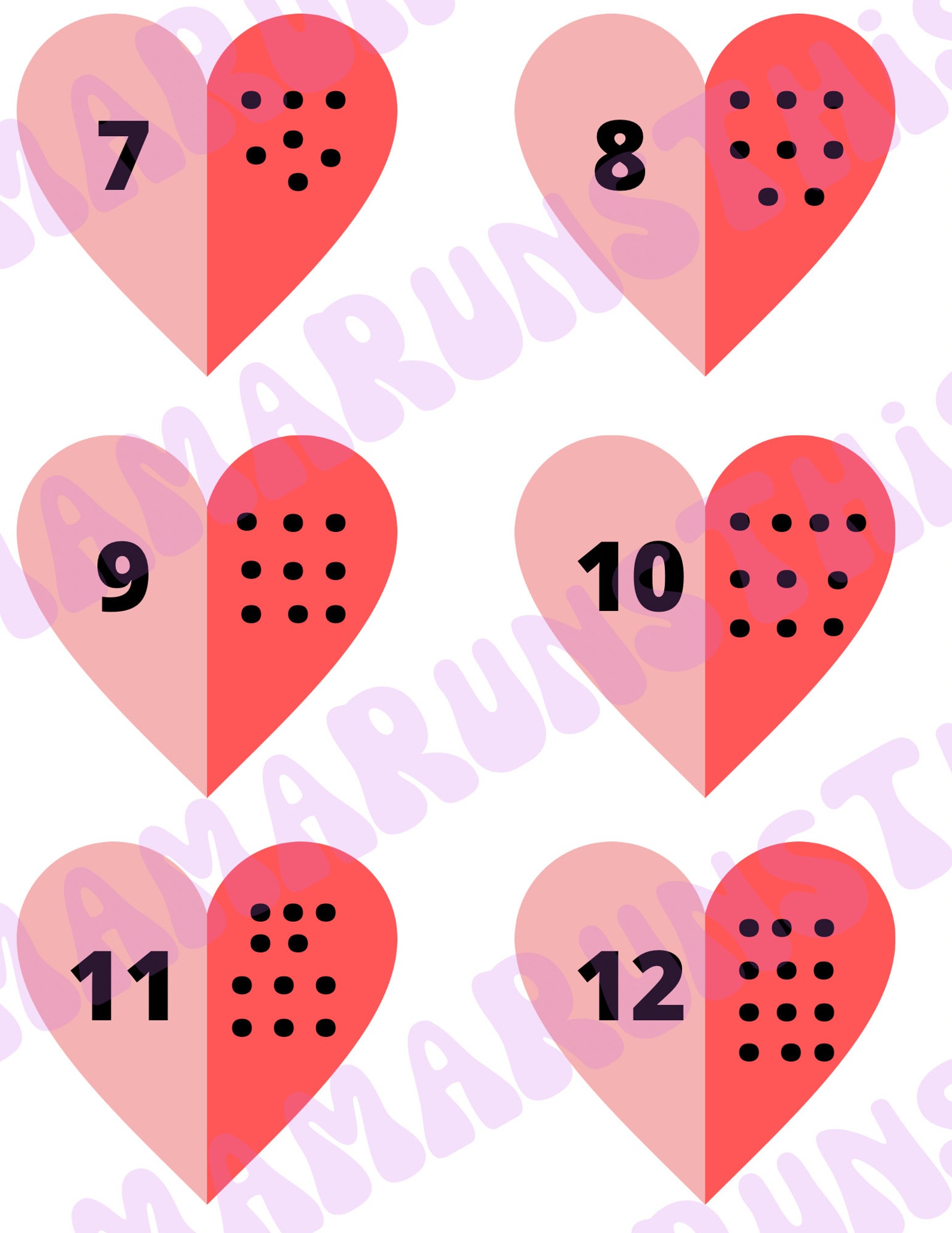 Learning Numbers and Counting With Hearts Puzzle (12 Hearts) - Etsy