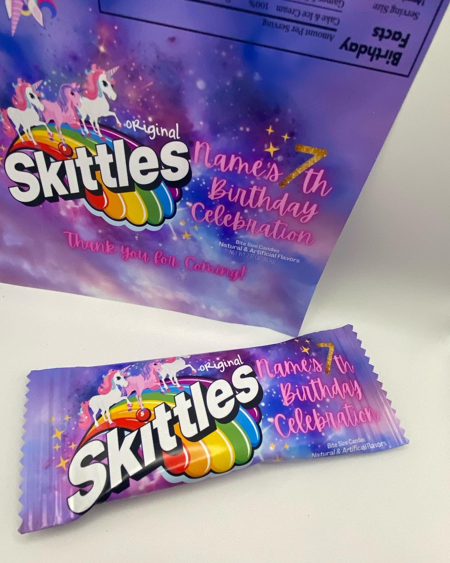 Unicorn Skittles Labels Custom Party Favor Candy Wrappers - Etsy