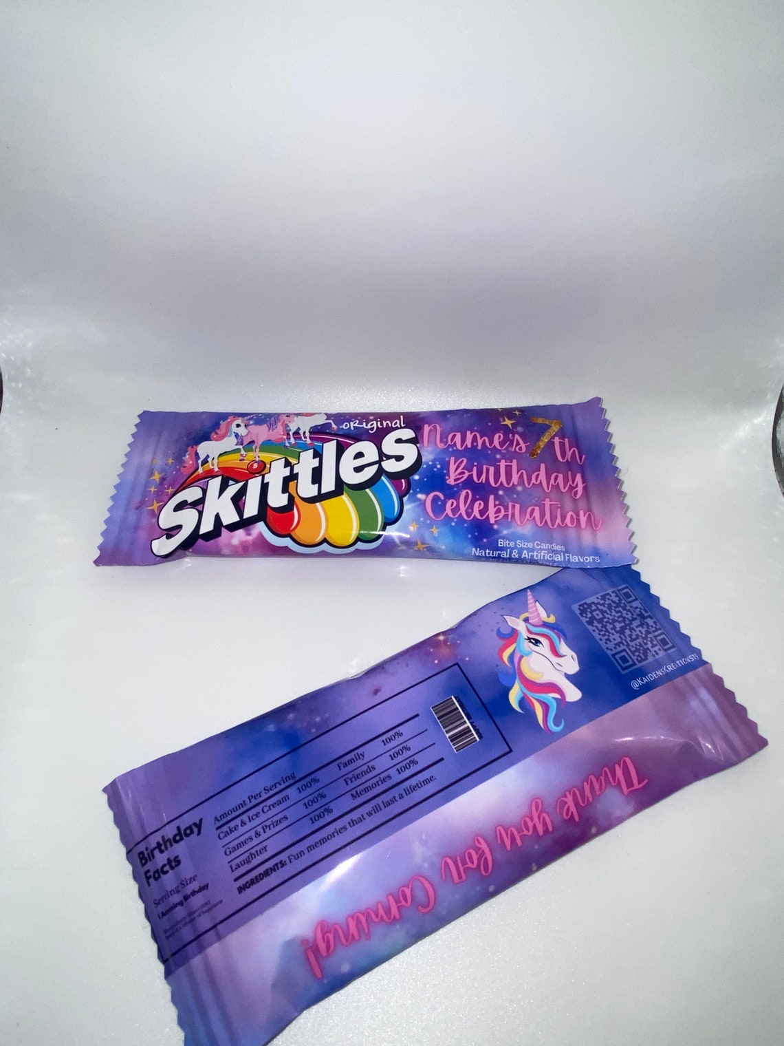 Unicorn Skittles Labels Custom Party Favor Candy Wrappers - Etsy