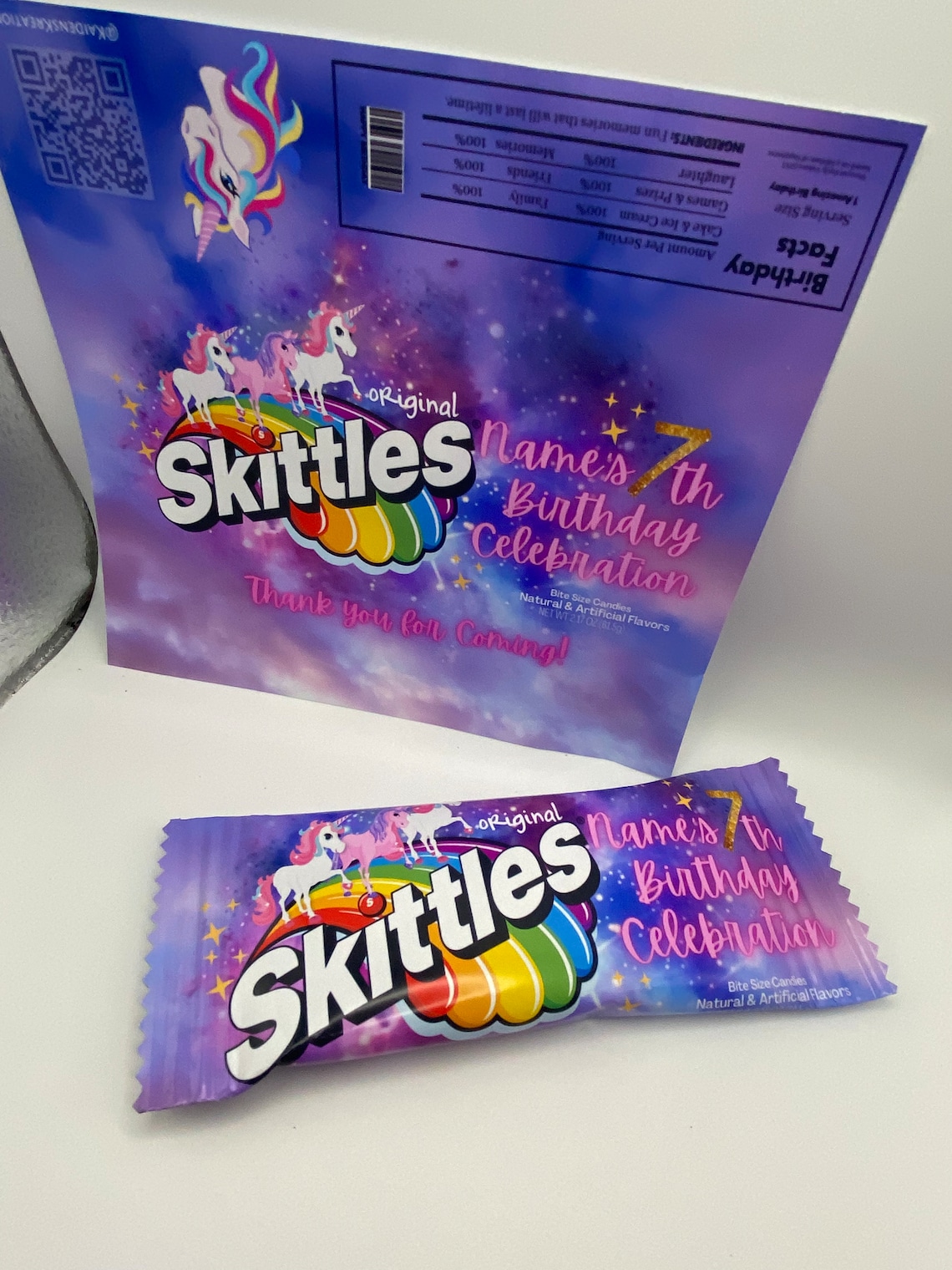 Unicorn Skittles Labels Custom Party Favor Candy Wrappers - Etsy