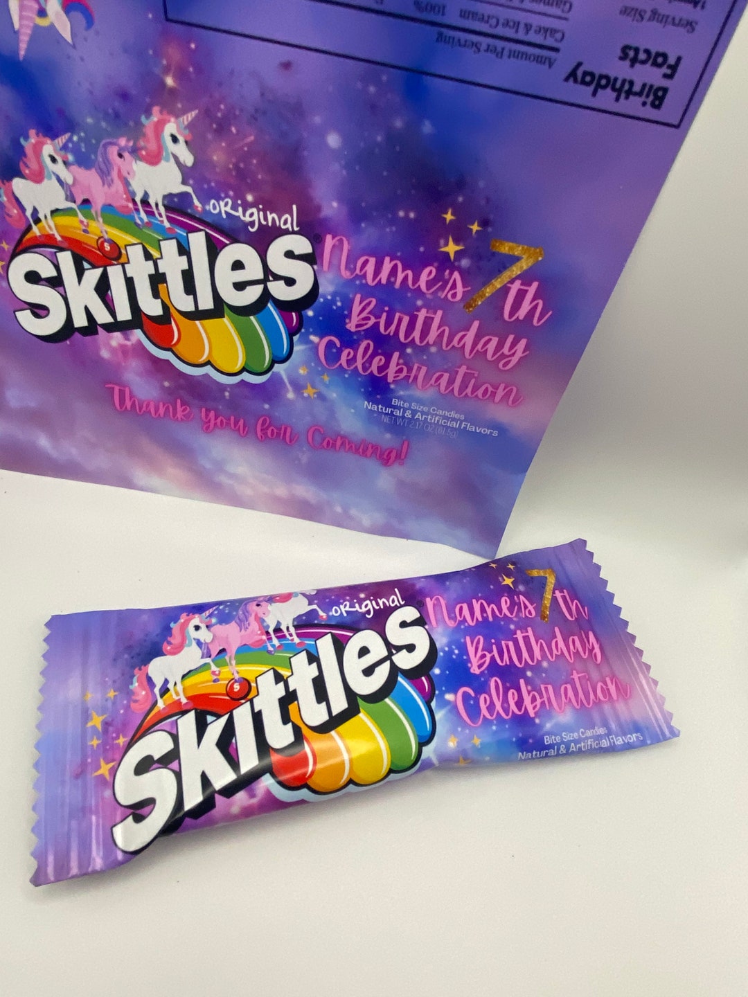Unicorn Skittles Labels Custom Party Favor Candy Wrappers - Etsy