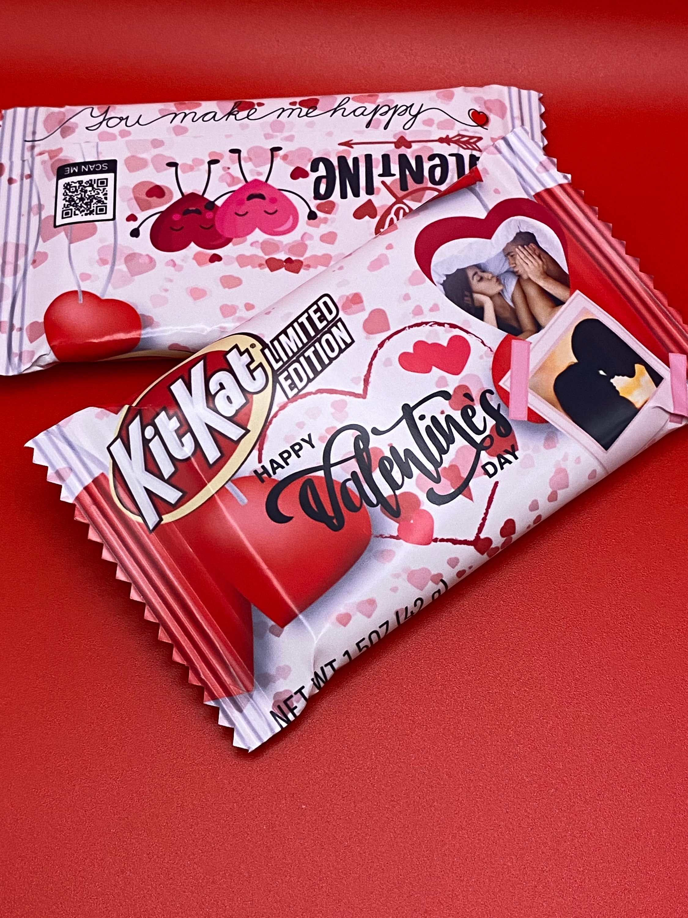Valentine's Day Red and White Hearts Kit Kat Candy Wrapper Personalized ...