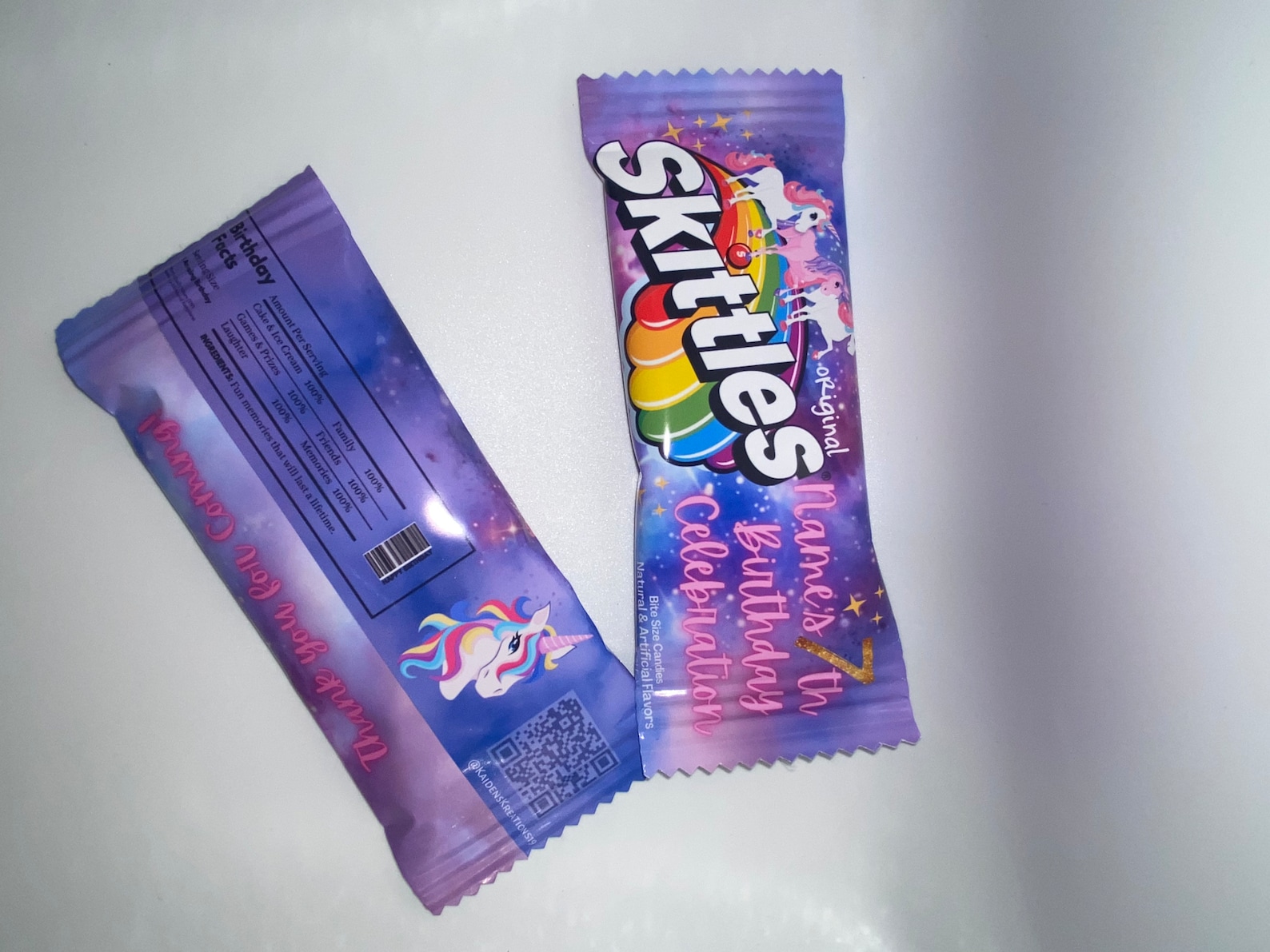 Unicorn Skittles Labels Custom Party Favor Candy Wrappers - Etsy