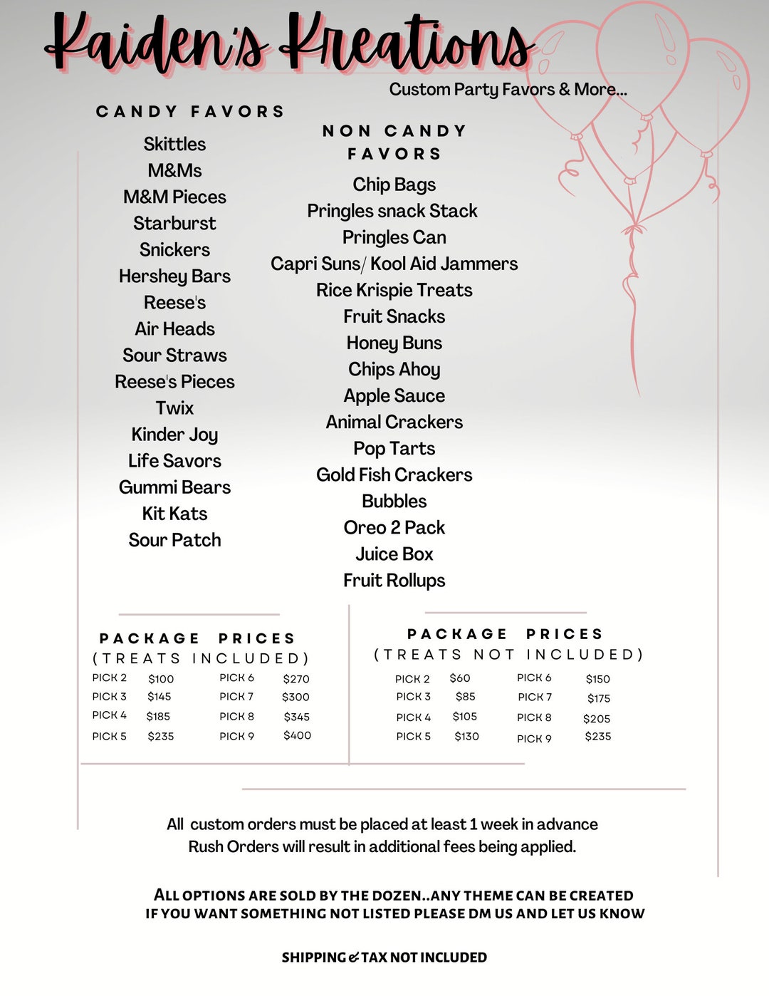 Party Favor Package Party Favor Bundle Deal Custom Party Favors Kids ...