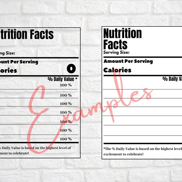 Blank Nutrition Label - Etsy
