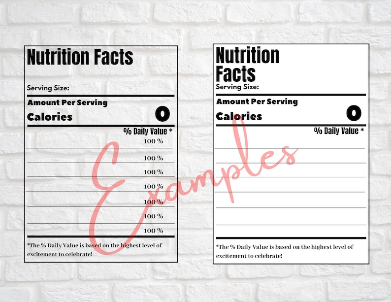 Blank Nutrition Facts Label | PNG SVG Files (instant Download) - Etsy