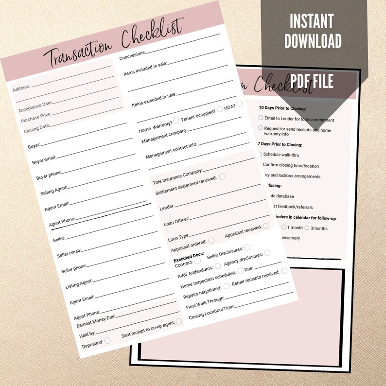 TRANSACTION COORDINATOR Form Real Estate Agent Real Estate Realtor Form ...