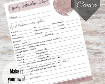 Real Estate Property Information Sheet - Etsy