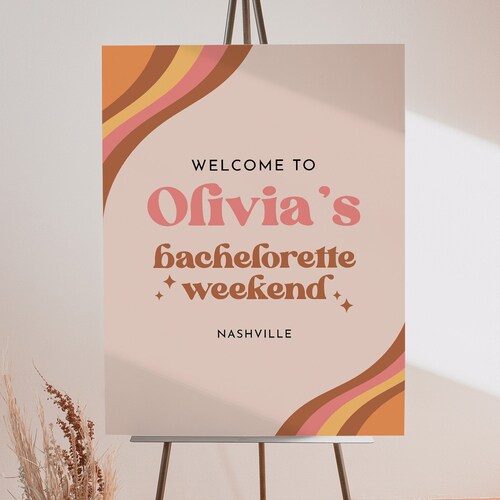 Retro Bachelorette Weekend Welcome Sign Template 70's - Etsy