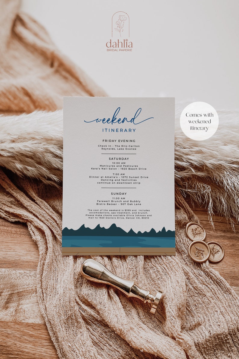 Lake Bachelorette Weekend Invitation & Itinerary Tropical | Etsy