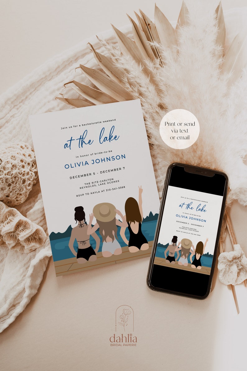Lake Bachelorette Weekend Invitation & Itinerary Tropical - Etsy